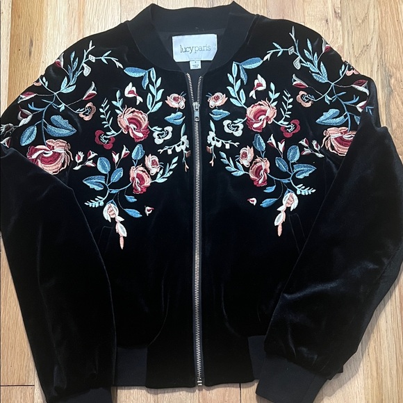 Lucy Paris | Jackets & Coats | Lucy Paris Velvet Bomber Jacket With ...